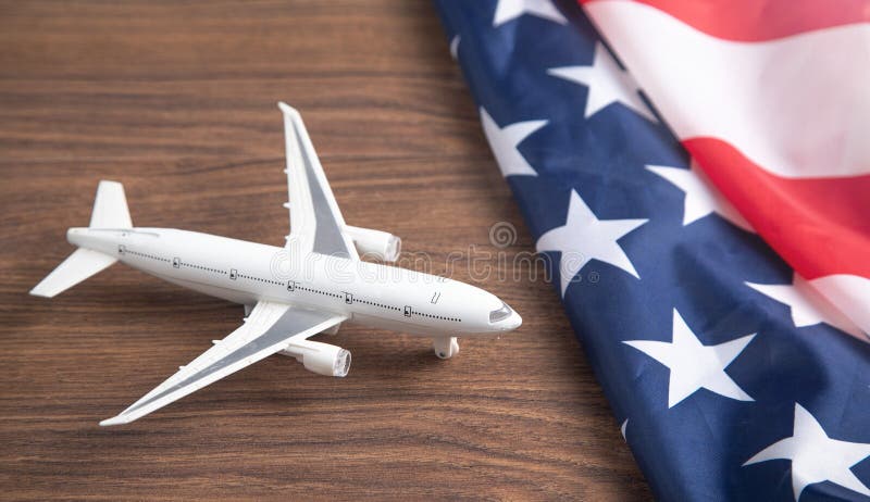 Toy Airplane with US Flag. Travel Stock Photo - Image of country ...