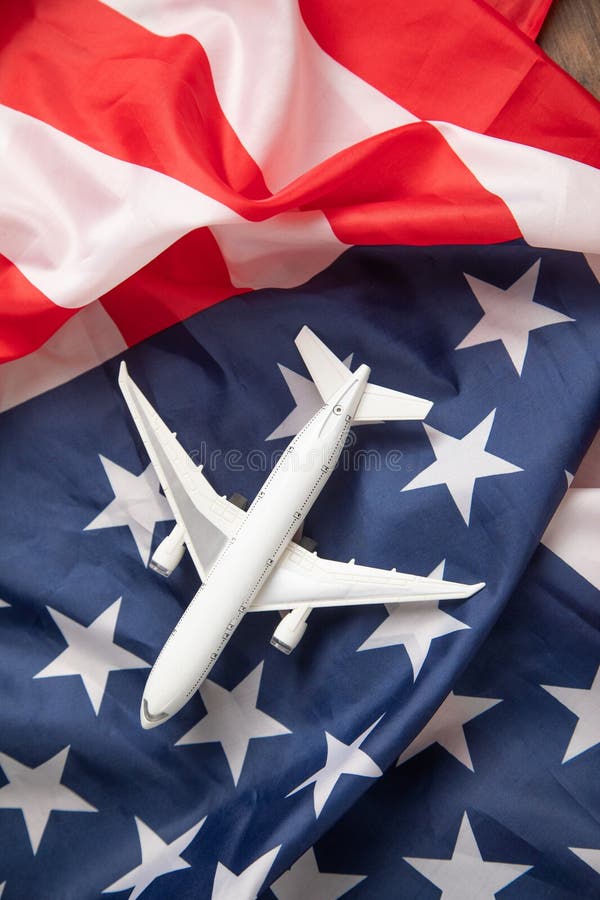 Toy Airplane with US Flag. Travel Stock Image - Image of airplane ...