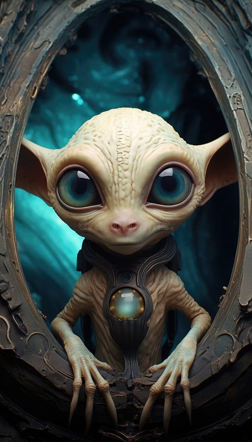 A Toy Alien Looking through a Round Frame Stock Illustration ...