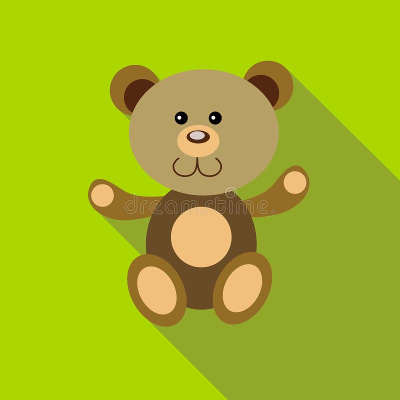 Toy bear icon, flat style stock vector. Illustration of doll - 83192887