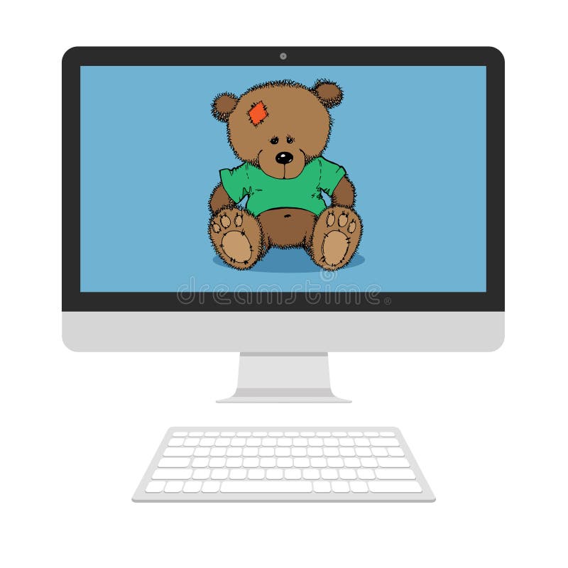 Red bear on led screen stock vector. Illustration of market - 73772795