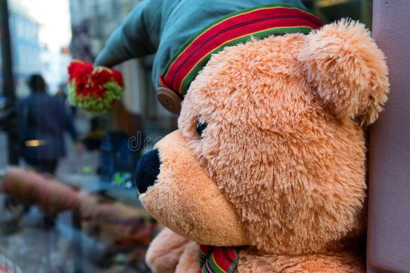 Toy Bear at the Window in the City Stock Image - Image of retro ...