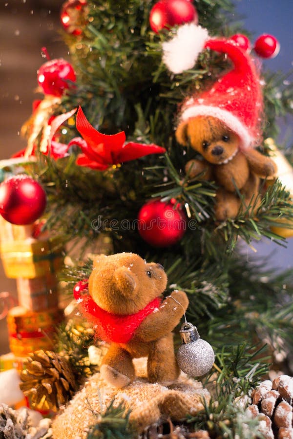 Toy Bears in Christmas Interior Stock Photo - Image of white, ball ...