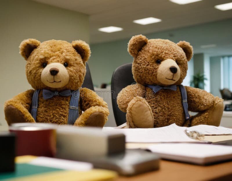 Toy bears office workers. stock photo. Image of funny - 307031196