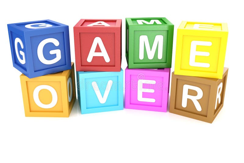 Toy Block with Game Over Phrase Stock Illustration - Illustration of ...