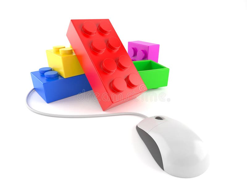 Toy Blocks with Computer Mouse Stock Illustration - Illustration of ...