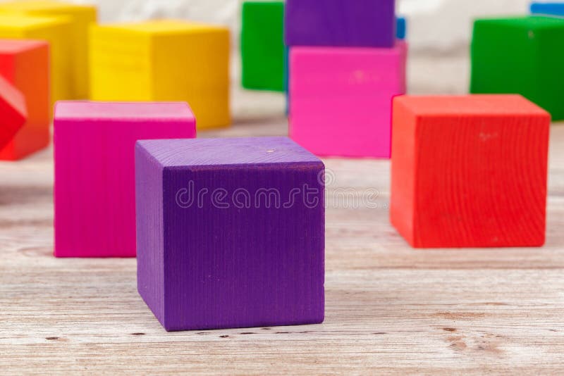 Multicolor Toy Wooden Blocks Isolated on White Background Stock Photo ...
