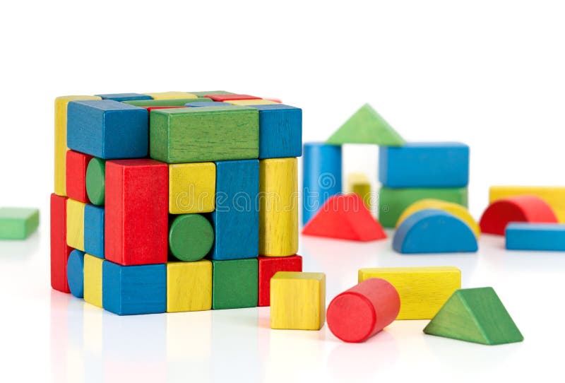Toy Blocks Jigsaw Cube, Puzzle Rubic Pieces on White Stock Image ...