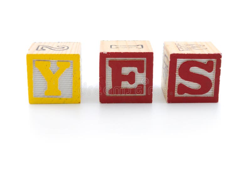 Toy blocks with word - yes stock image. Image of studio - 6614017