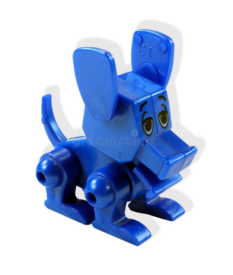 Toy Blue Plastic Dog Robot Constructor Isolated on White, Close-up ...