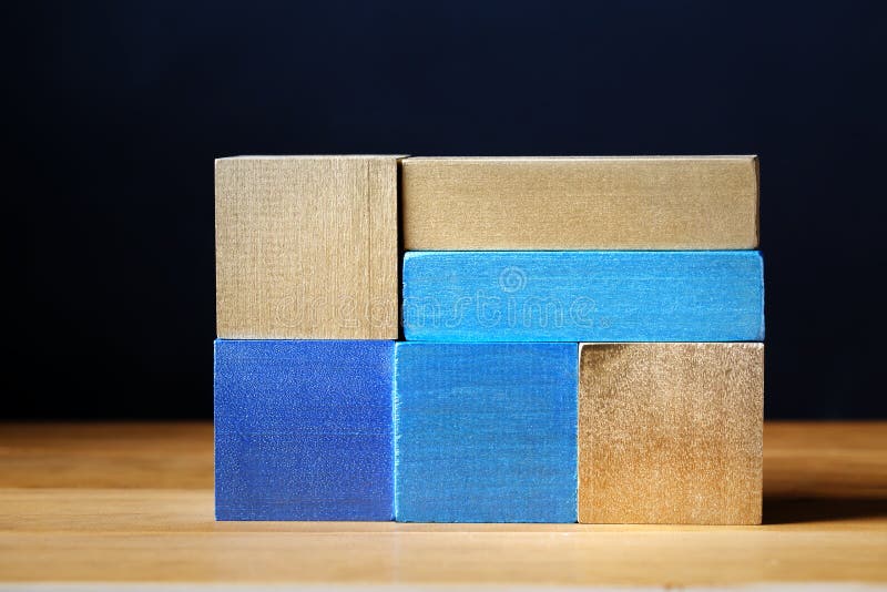 Toy Blue Wooden Blocks Abstract Stack Stock Image - Image of concept ...