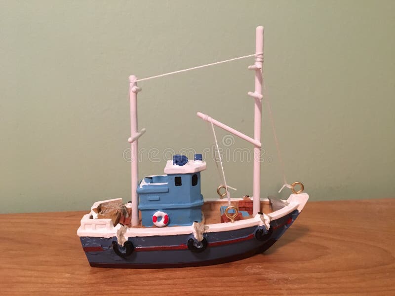 Toy boat stock photo. Image of white, blue, model, fishing - 81055358