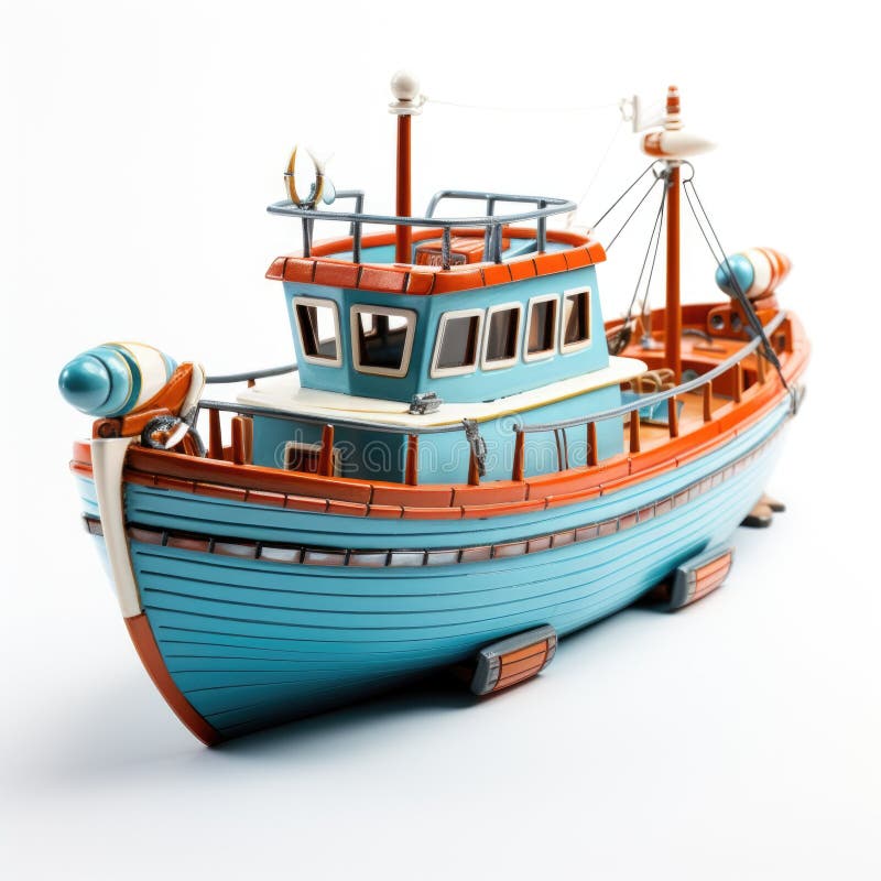 A Toy Boat Sitting on Top of a White Surface Stock Illustration ...