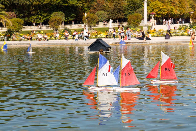 Toy boats stock photo. Image of pond, green, multi, horizontal - 27748064