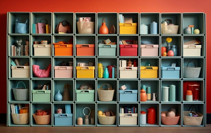 Toy & Book Organizer Grid System for Clutter Control. Generative AI ...