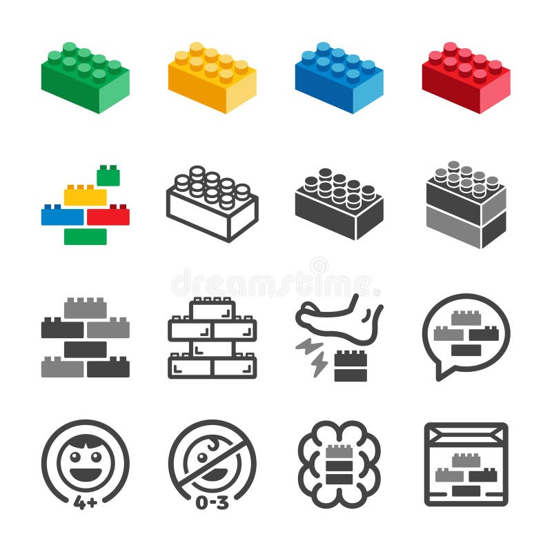Toy brick icon set stock vector. Illustration of activity - 149895650