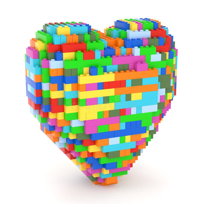 Toy Bricks Heart Shape in Multiple Colors Stock Illustration ...