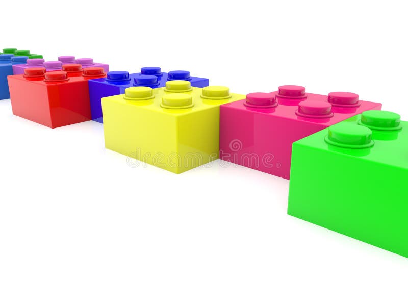 Toy Bricks in a Row One after Another Stock Illustration - Illustration ...