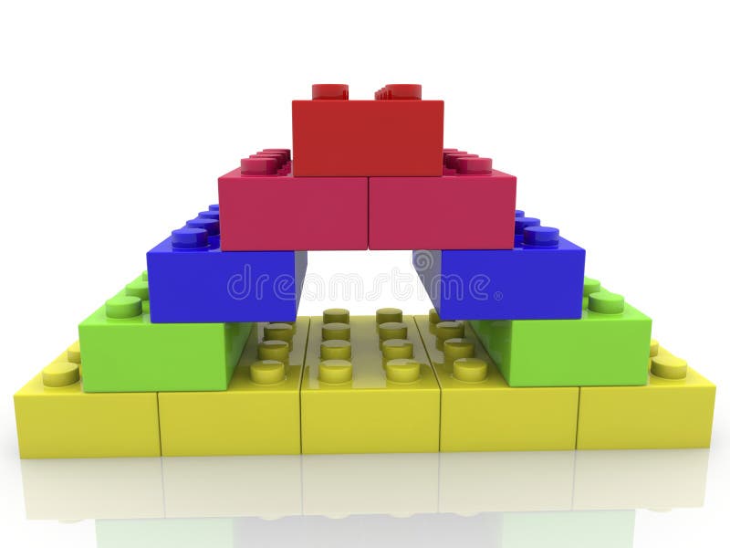 Pyramid of Toy Bricks on White Stock Illustration - Illustration of ...