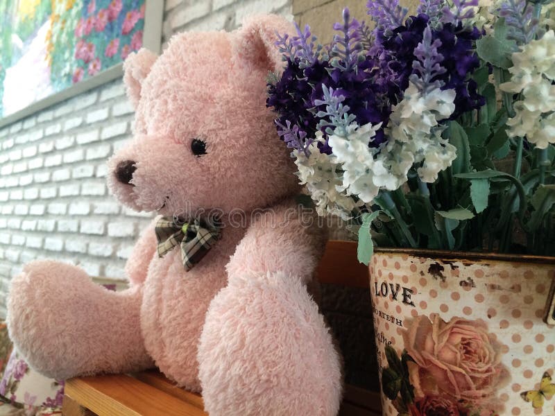 Toy Brown Teddy Bear with Flower Stock Image - Image of jubilee, bloom ...