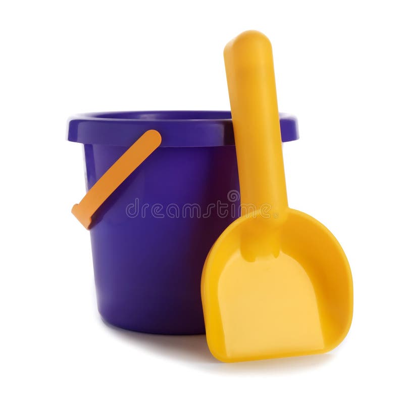 Purple Bucket with Rags Isolated on White Stock Image - Image of color ...