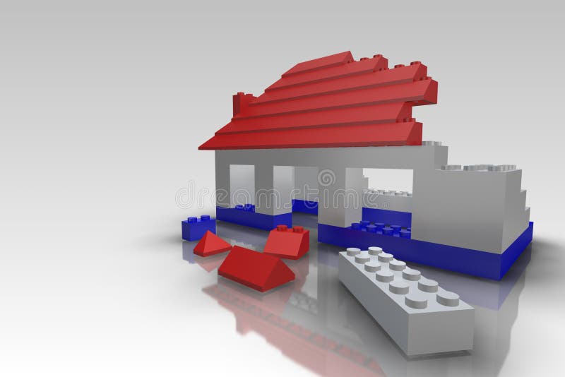 Toy Building Block House Under Construction Stock Illustration ...