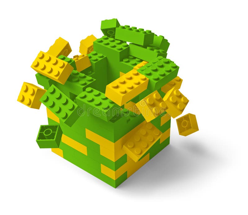 Toy Building Block Tower Collapsing 3D Stock Illustration ...