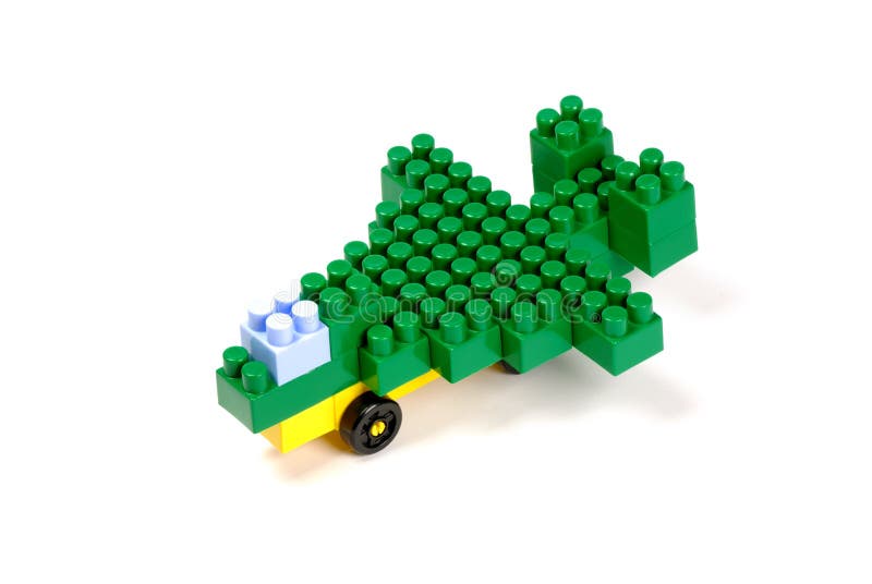Toy Building Blocks - an Aeroplane Stock Photo - Image of green, game ...