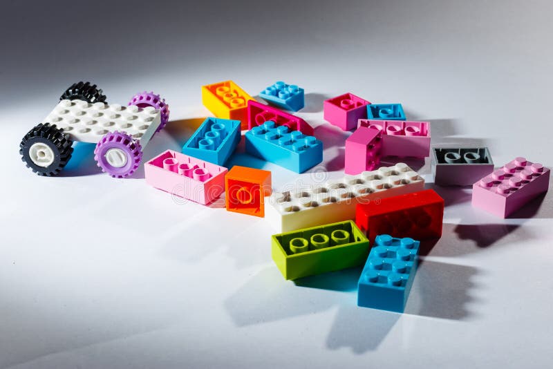 Toy Building Colorful Blocks on White Stock Photo - Image of color ...