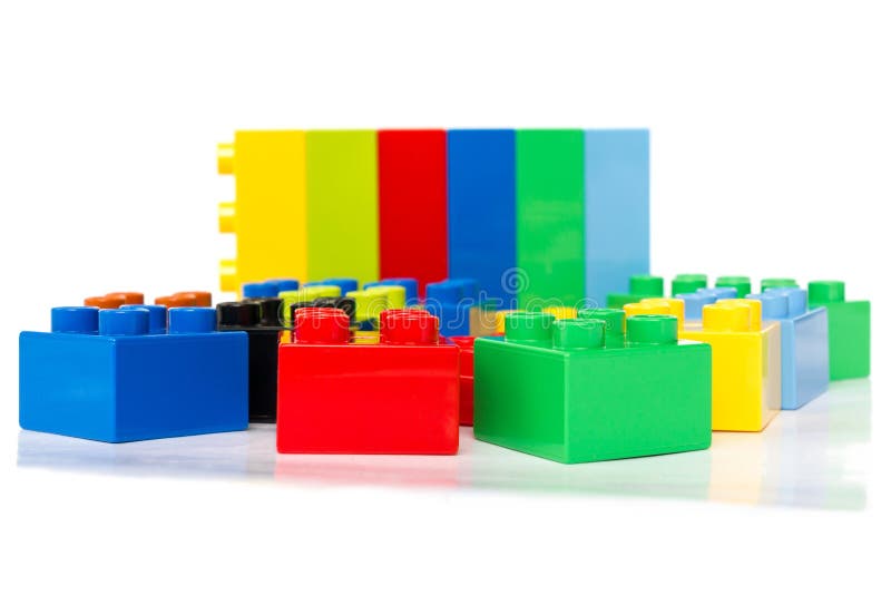 Toy Building Colorful Blocks on Green Box. Stock Photo - Image of game ...
