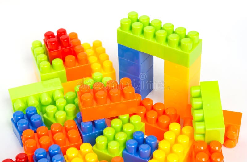 Toy Building Colorful Blocks on Green Box. Stock Photo - Image of game ...