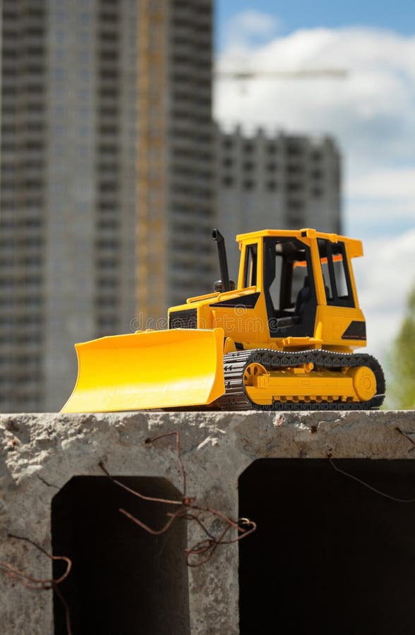Toy Bulldozer in the Construction Site Stock Image - Image of concept ...