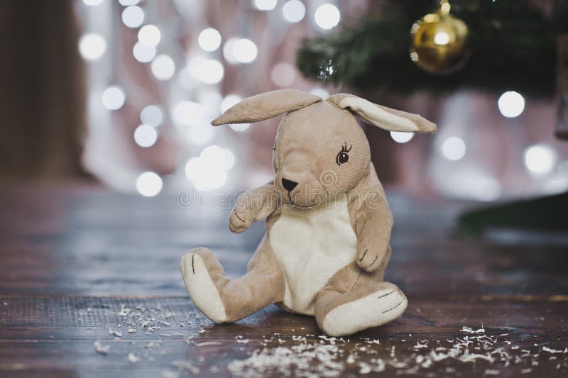 Toy Bunny Under the Tree 4618. Stock Image - Image of decoration, brown ...