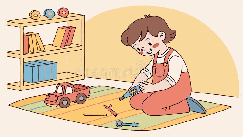 Toy Car Assembly: Child Assembling a Toy Car, Construction Play and ...
