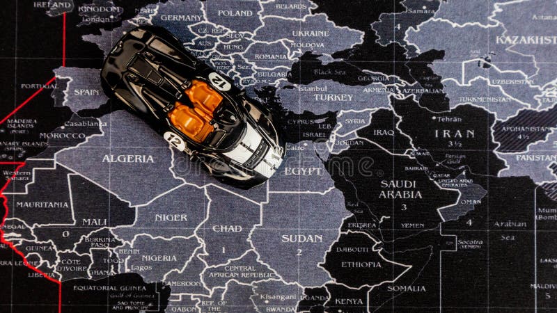Toy Car is Black Over the Map Stock Image - Image of english, summer ...