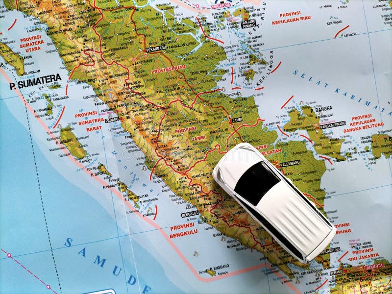 Toy Car on Indonesia Map. Travel Concept Stock Image - Image of ...
