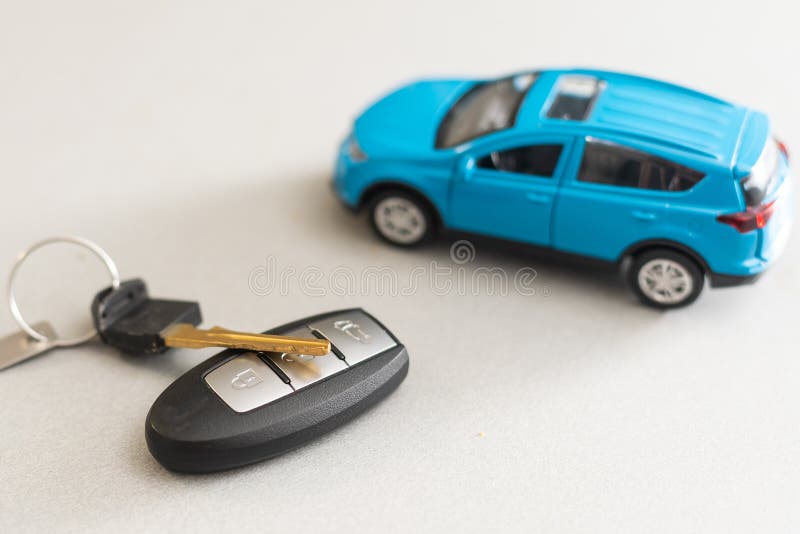 Toy Car and Keys Car on White Background Stock Photo - Image of ...