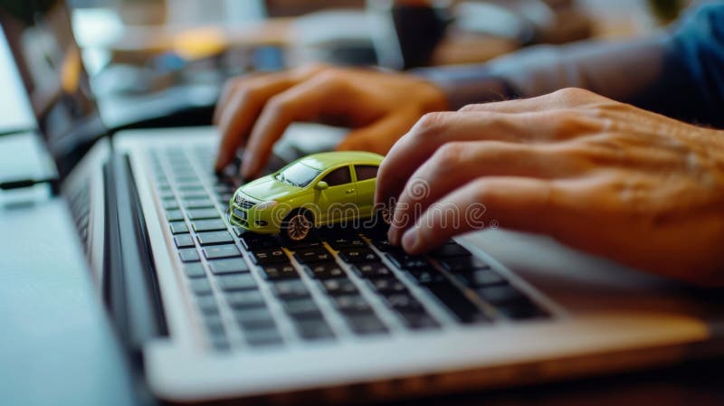 The Toy Car on Laptop.AI Generated Image Stock Image - Image of ...