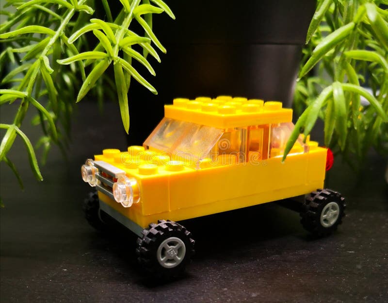 Toy Car Made by Small Blocks Parked Under Artificial Tree Stock Image ...