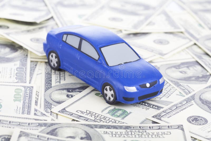 Toy car on money stock photo. Image of dollars, purchase - 25998756