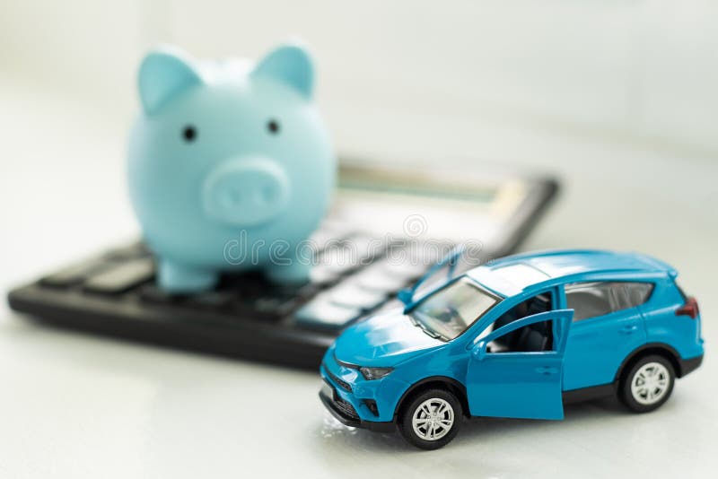 Toy Car and Piggy Bank on White Background Stock Photo - Image of idea ...