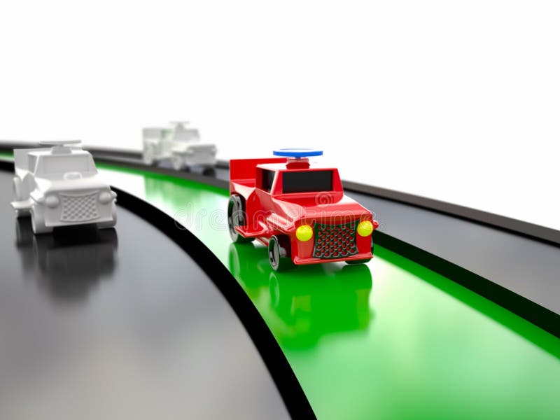 Toy car racing, 3D stock illustration. Illustration of transportation ...