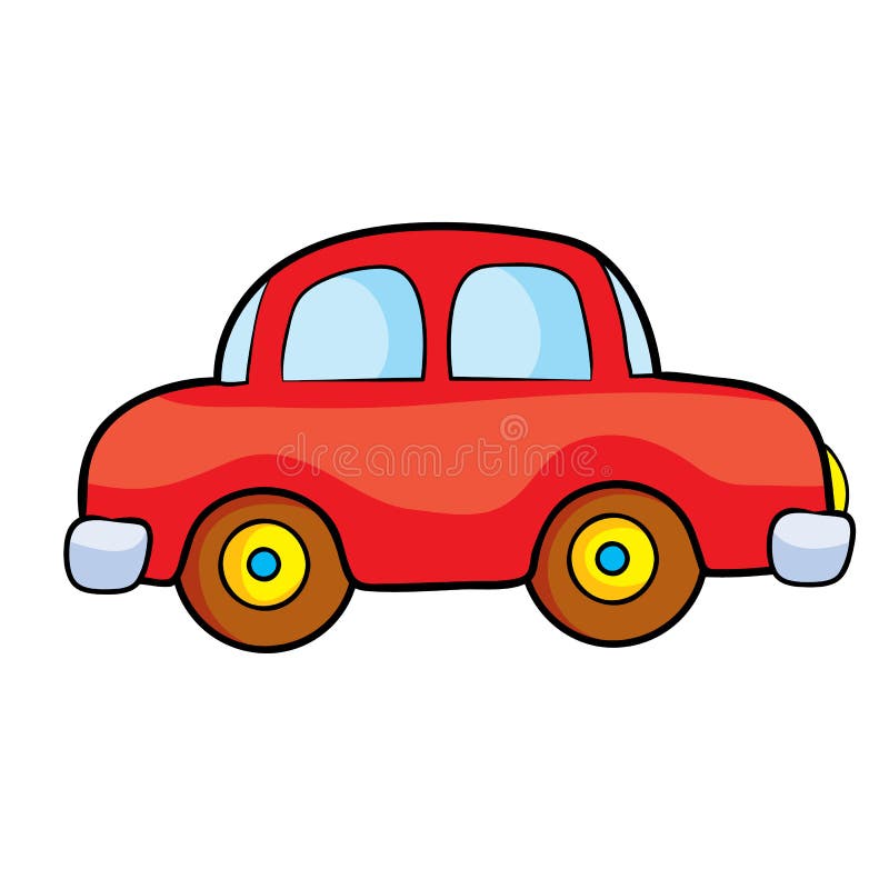 Toy Car Red, Cartoon Illustration, Isolated Object on White Background ...
