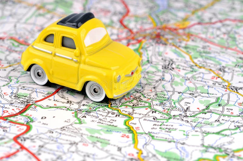 Toy car on a road map stock image. Image of conept, route - 239912447