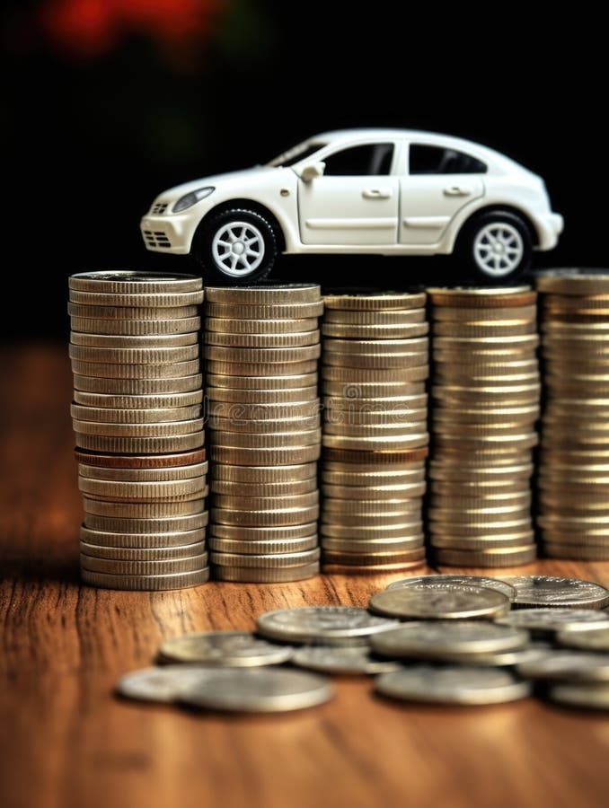 Toy Car Sitting on Top of a Pile of Coins Stock Illustration ...