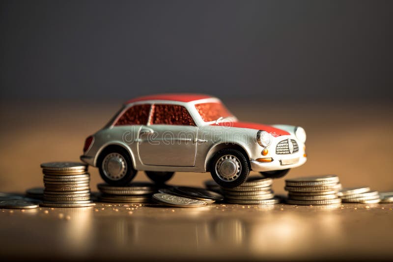 Toy Car Sitting on Top of Stacks of Coins. Generative AI Stock ...