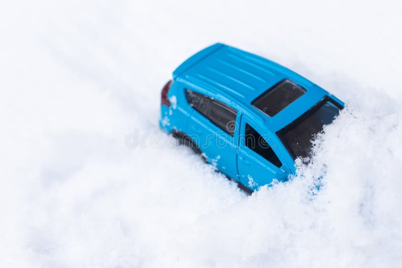 Toy car in the snow. stock image. Image of white, miniature - 266498939
