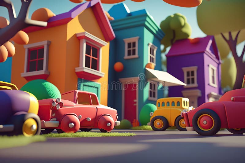 Toy Cars in a Toy City Ai Generated Stock Illustration - Illustration ...