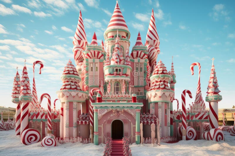 A Toy Castle with Candy Canes instead of Flags on Its Towers Stock ...