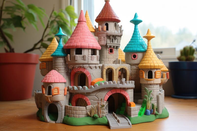 Toy Castle Construction with 3d Printed Parts Stock Illustration ...